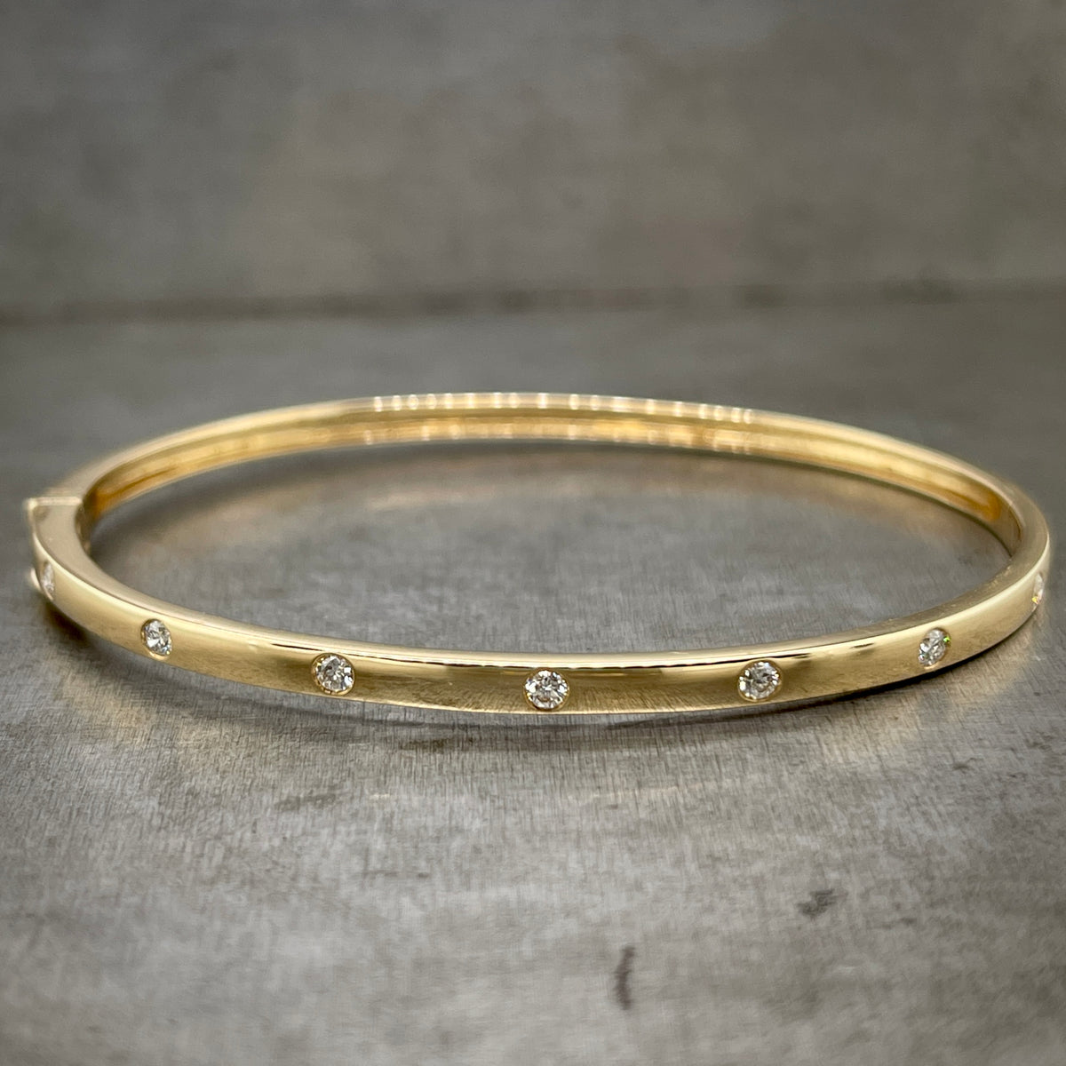 Round Brilliant Diamond Gold Bangle — William Travis Jewelry