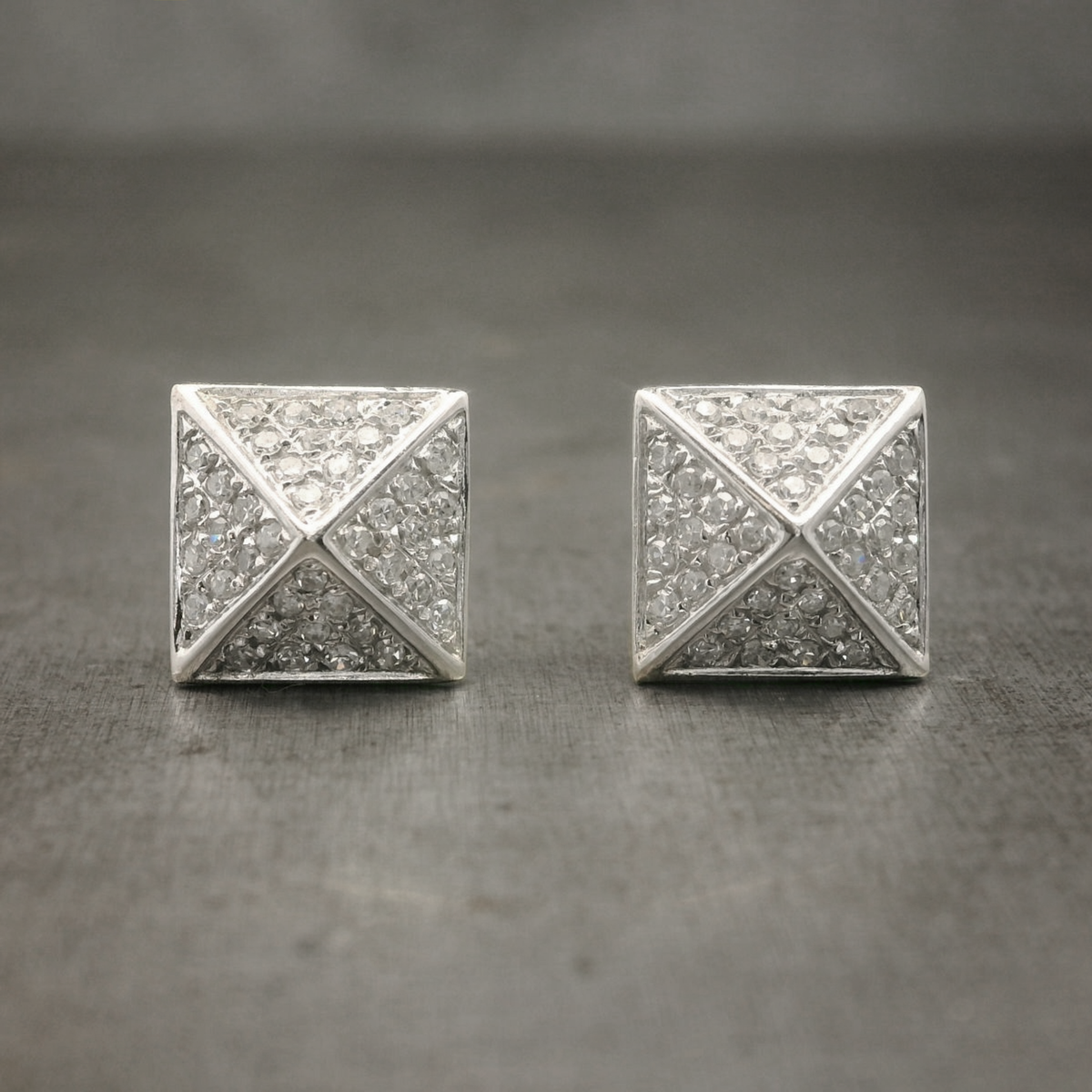 14 Karat Diamond Pave Pyramid Studs — William Travis Jewelry
