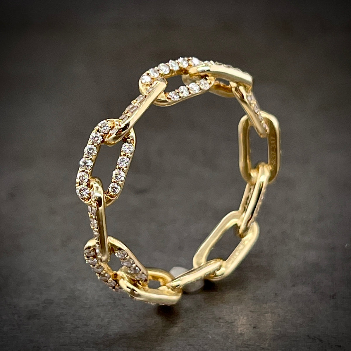 Diamond Yellow Gold Chain Ring — William Travis Jewelry